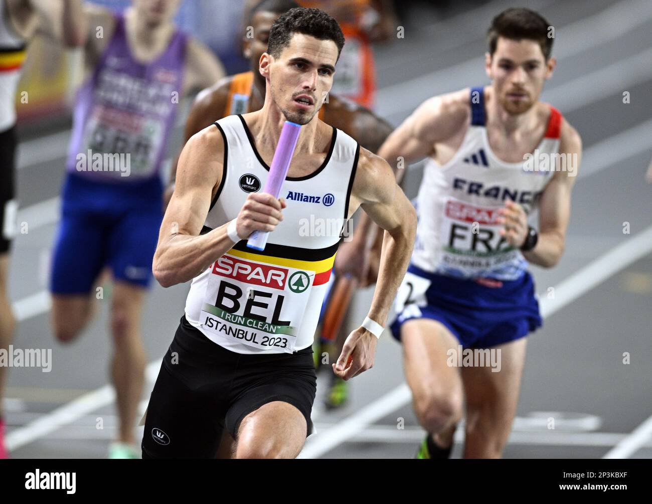 Der belgische Kevin Borlee wurde während des 4x400-m-Staffelfinales für ...