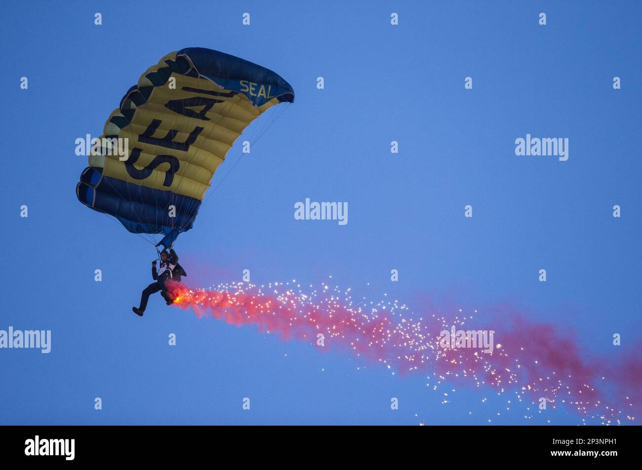 December 27, 2014 - Navy Seal Parachute Team make their landing moments ...