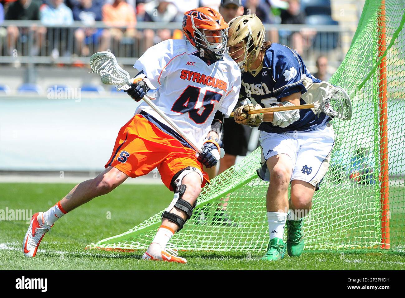 April 27, 2014: Syracuse Orange attackman Randy Staats (45) dodges to ...