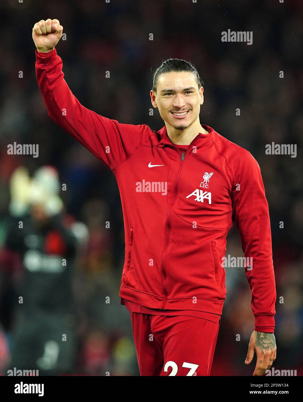 Darwin Nunez von Liverpool feiert nach der letzten Pfeife des Premier ...