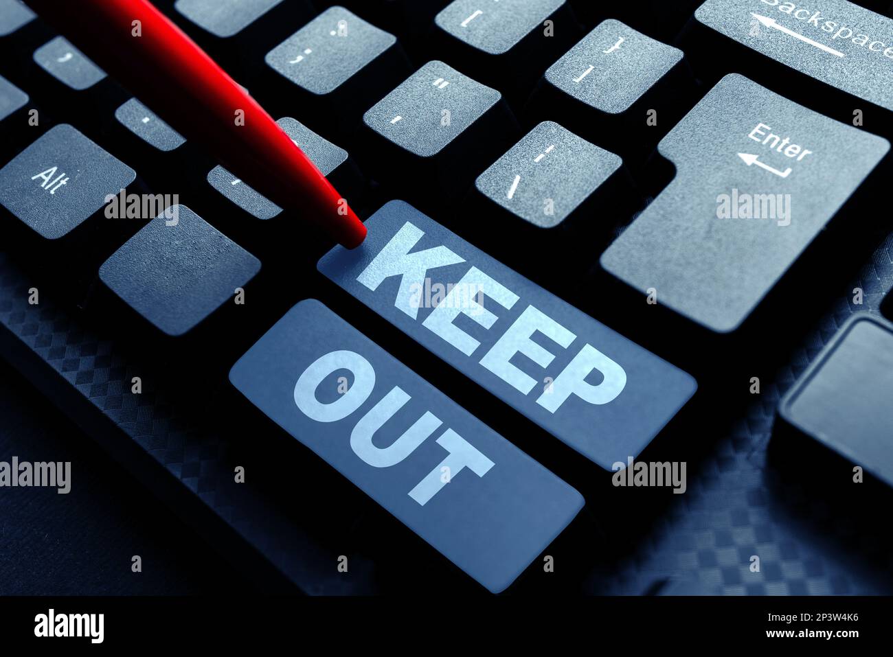 Handschriftlicher Text Eintritt verboten. Wort für, um jemanden oder etwas davon abzuhalten, in ...