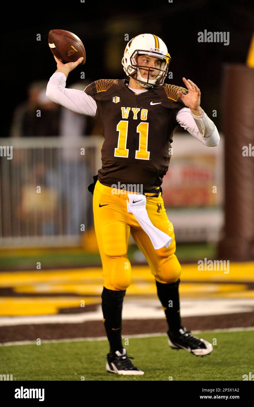 November 7 2014: Wyoming quarterback Colby Kirkegaard throws during the ...