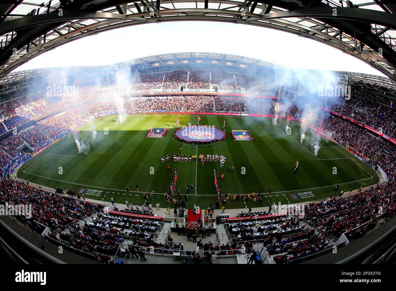 23 NOV 2014: Red Bull Arena with fireworks as the teams enter the field ...