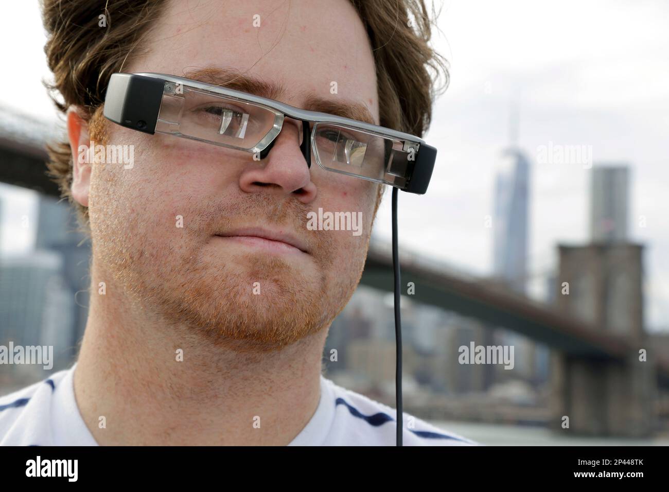Mark Skwarek, CEO of Semblance Augmented Reality, wears a pair of the ...