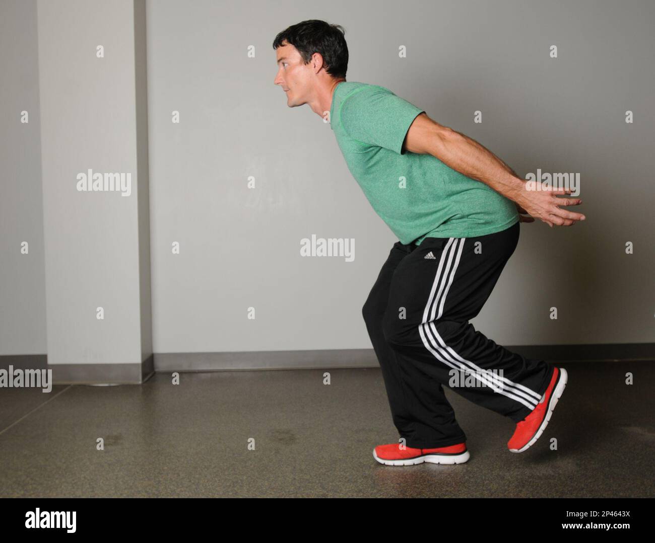 Lunge to Hop and Stick - 1. Set up in stork stance (balance on one leg ...