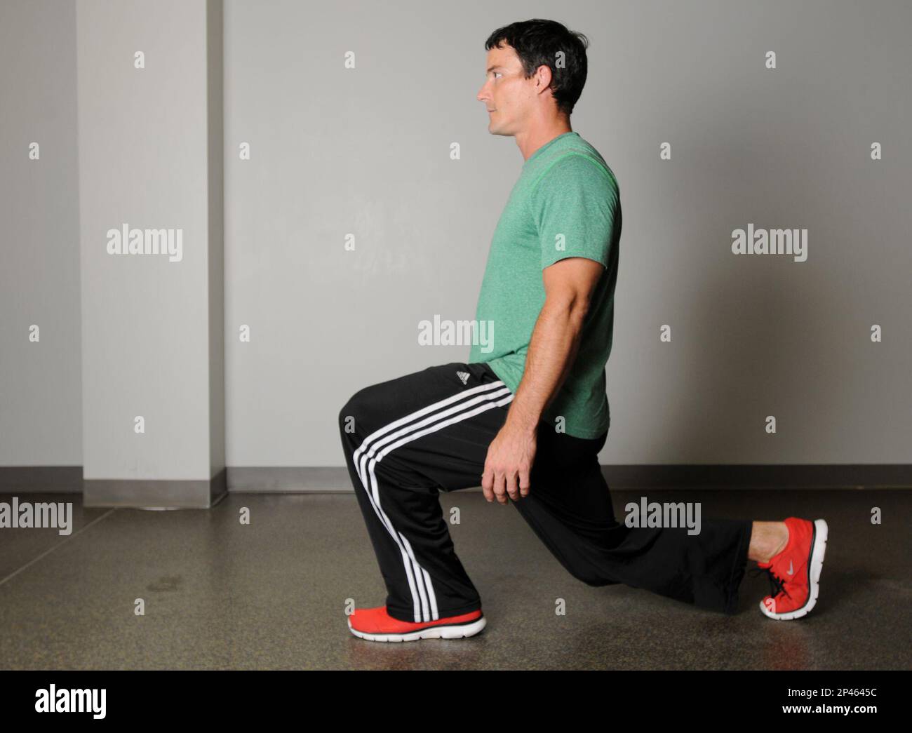 Lunge to Hop and Stick - 1. Set up in stork stance (balance on one leg ...