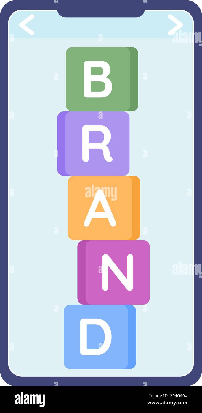 Aufbau einer Marke online auf dem halbflachen Vektorbildschirm des ...