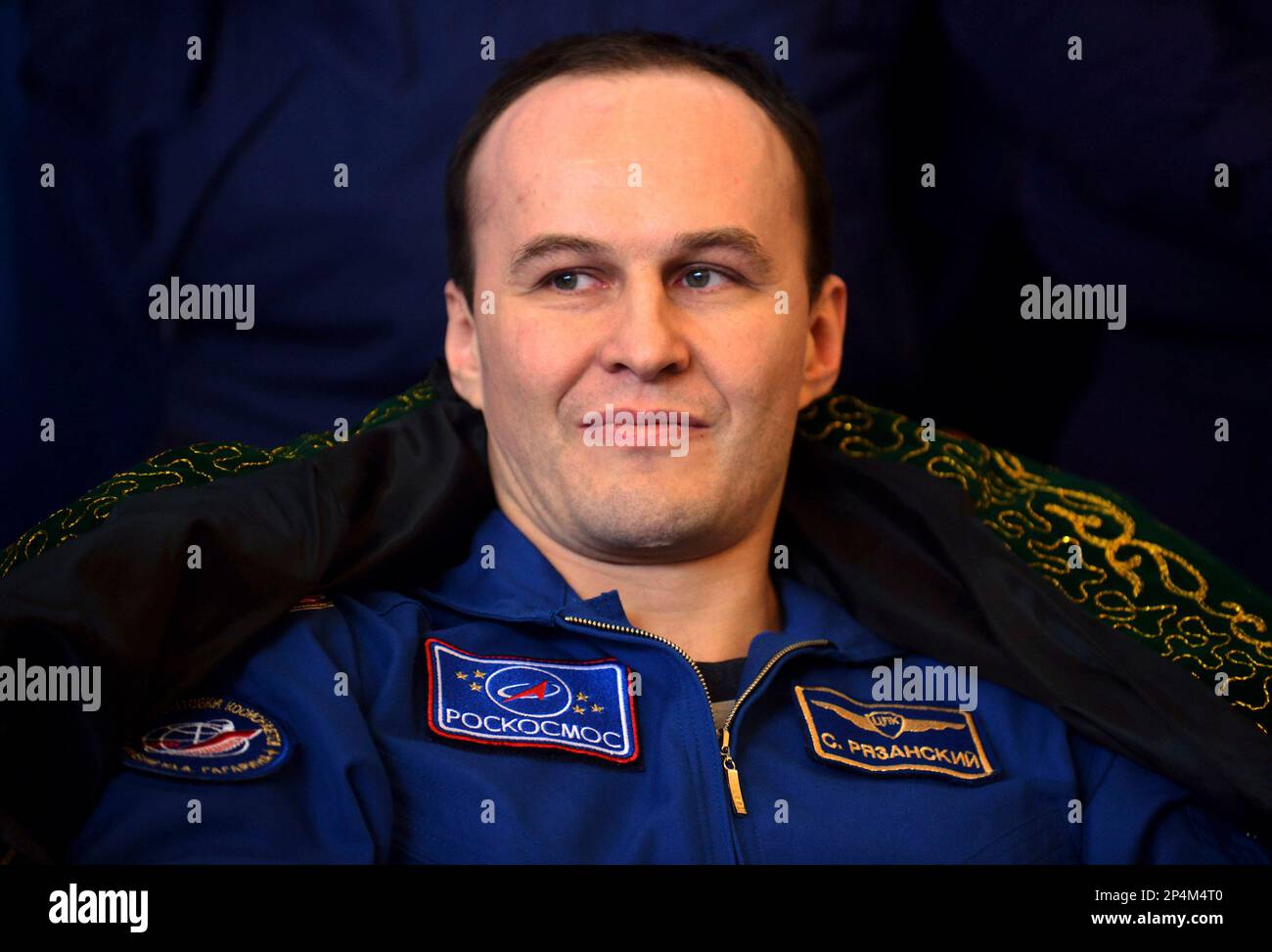 Wearing traditional Kazakh costume Russian cosmonaut Sergey Ryazansky ...
