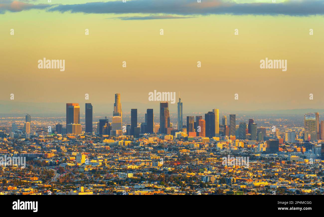 Atemberaubende Schönheit der Innenstadt von Los Angeles bei ...