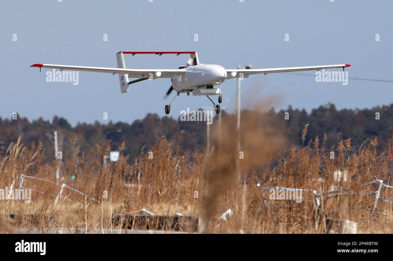 A radiation-measuring drone developed by the Japan Atomic Energy Agency ...