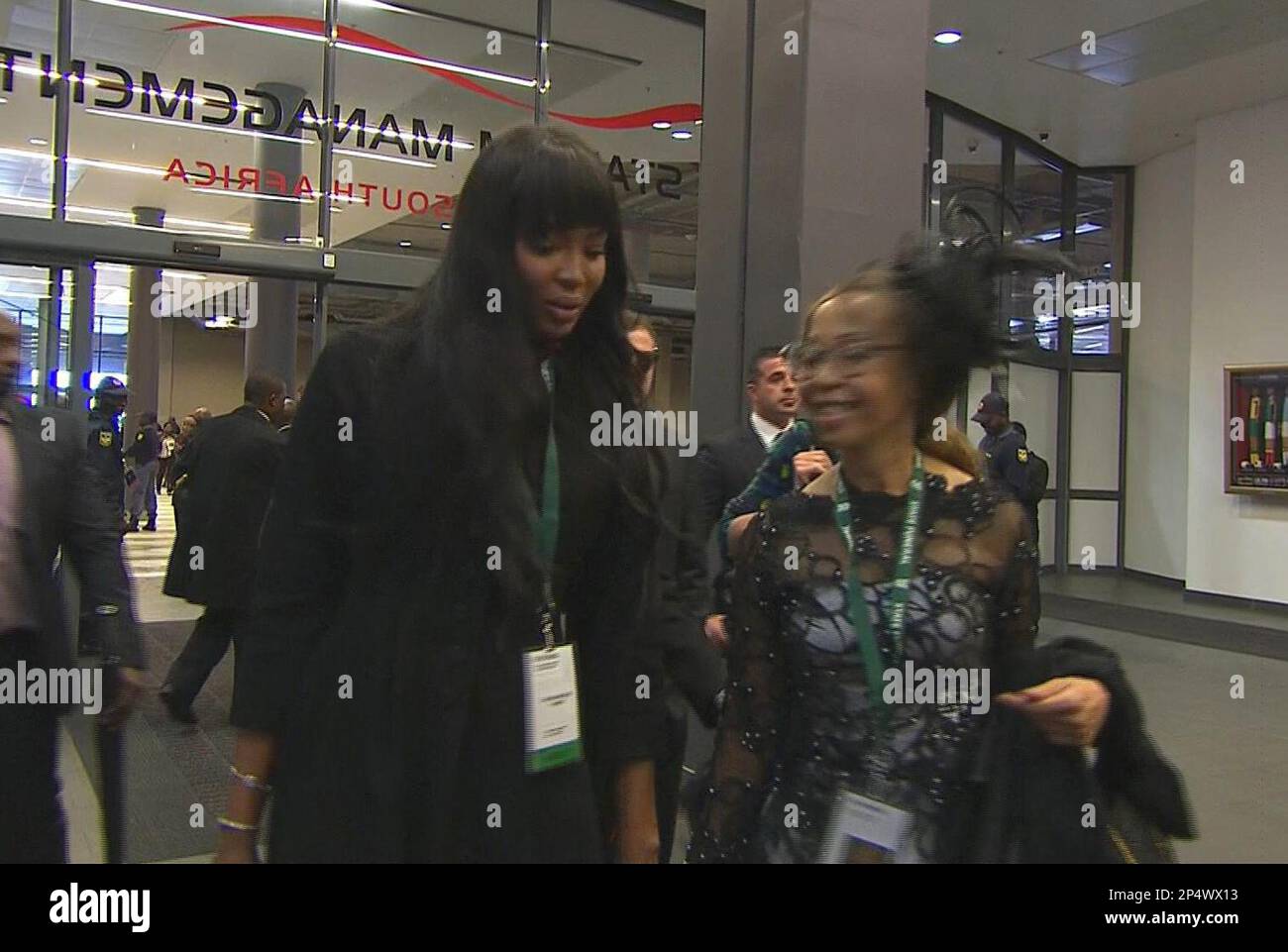 In this image from TV, supermodel Naomi Campbell, left, arrives at the ...