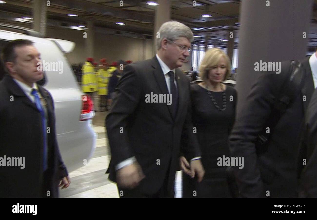 In this image from TV, Canadian Prime Minister Stephen Harper arrives ...