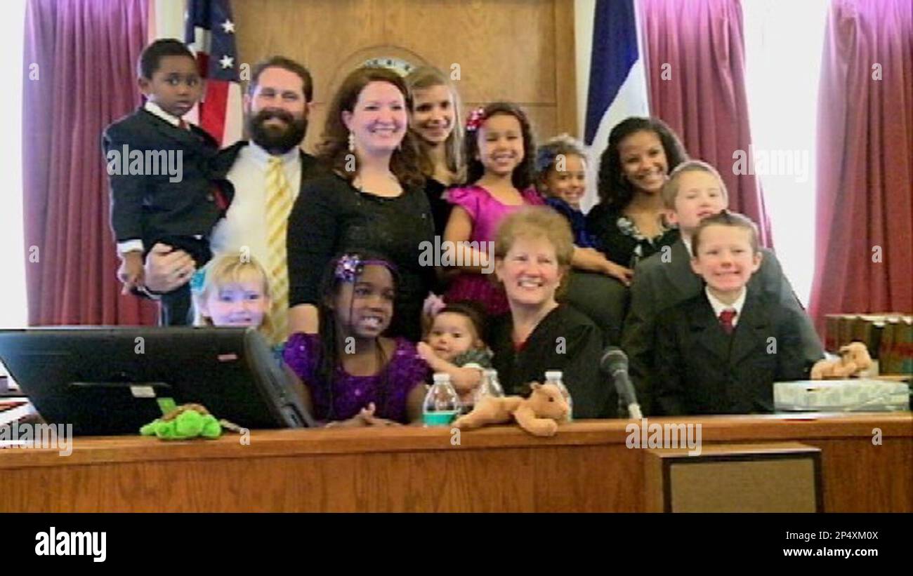This undated photo provided by KWWL shows Levi and Amanda Hancock, in ...