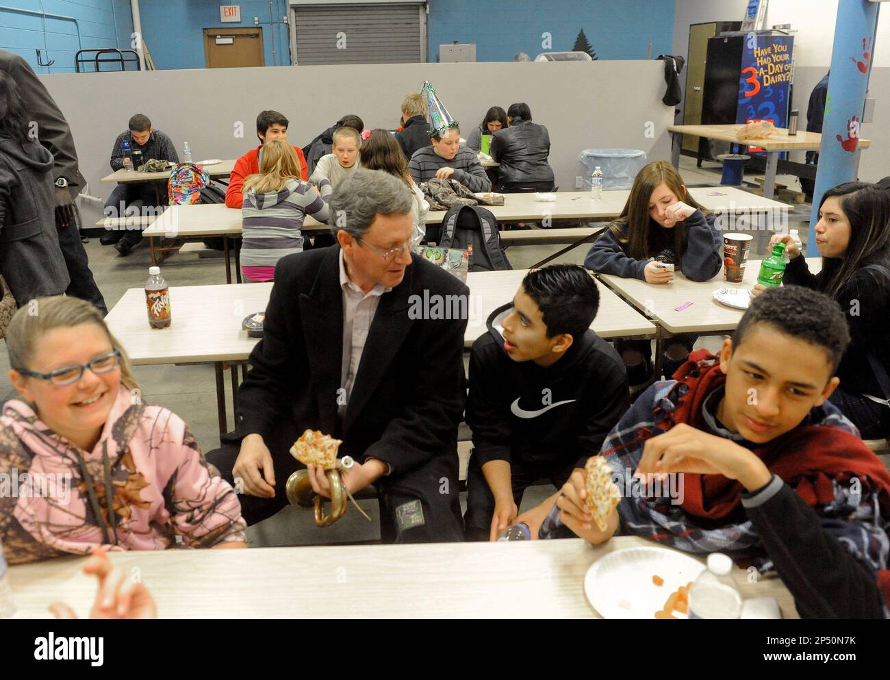 Shawn Bentz, music, U.S. history and shop teacher, joins students for a ...
