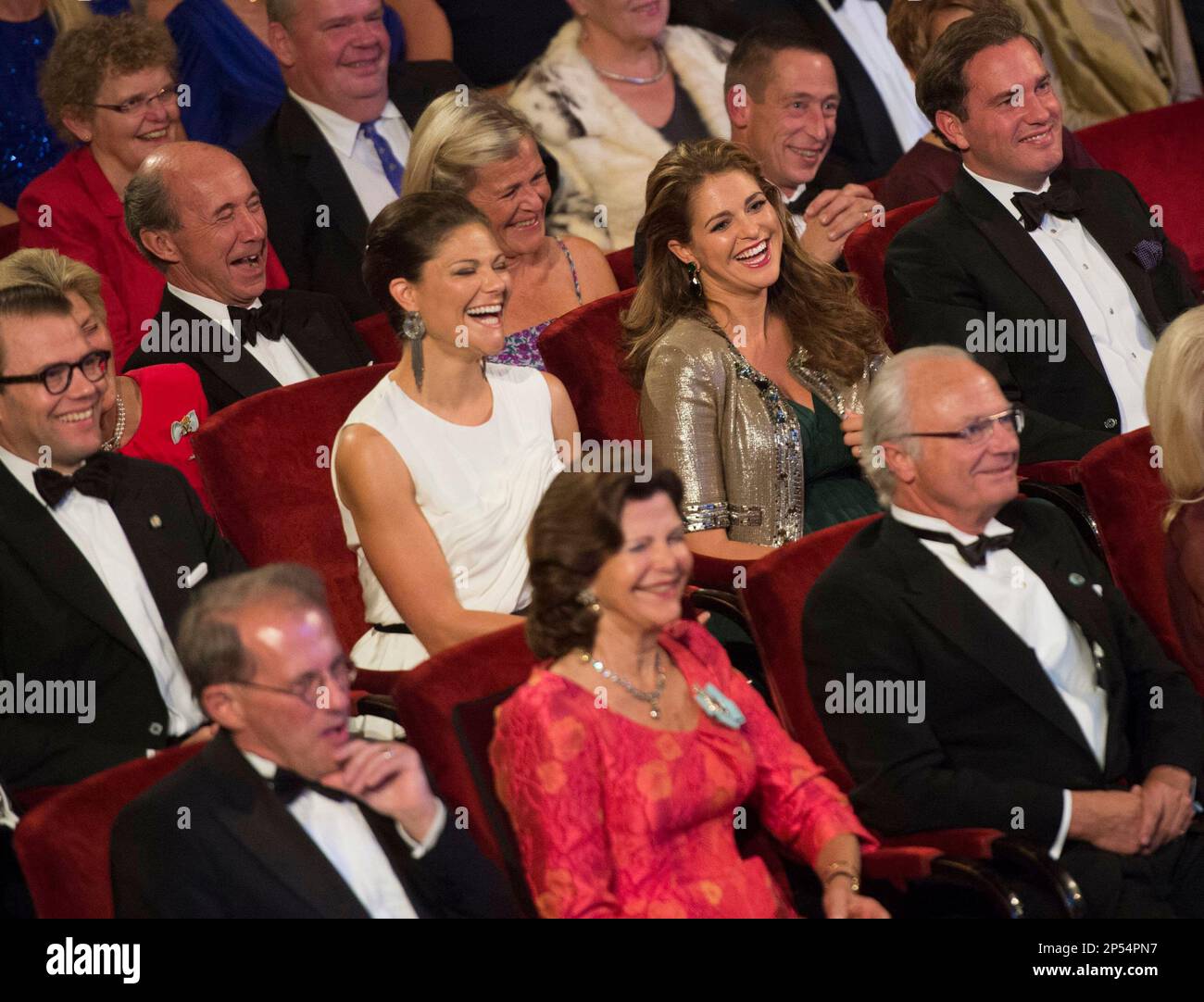 Center row from left, Sweden's Prince Daniel, Crown Princess Victoria ...