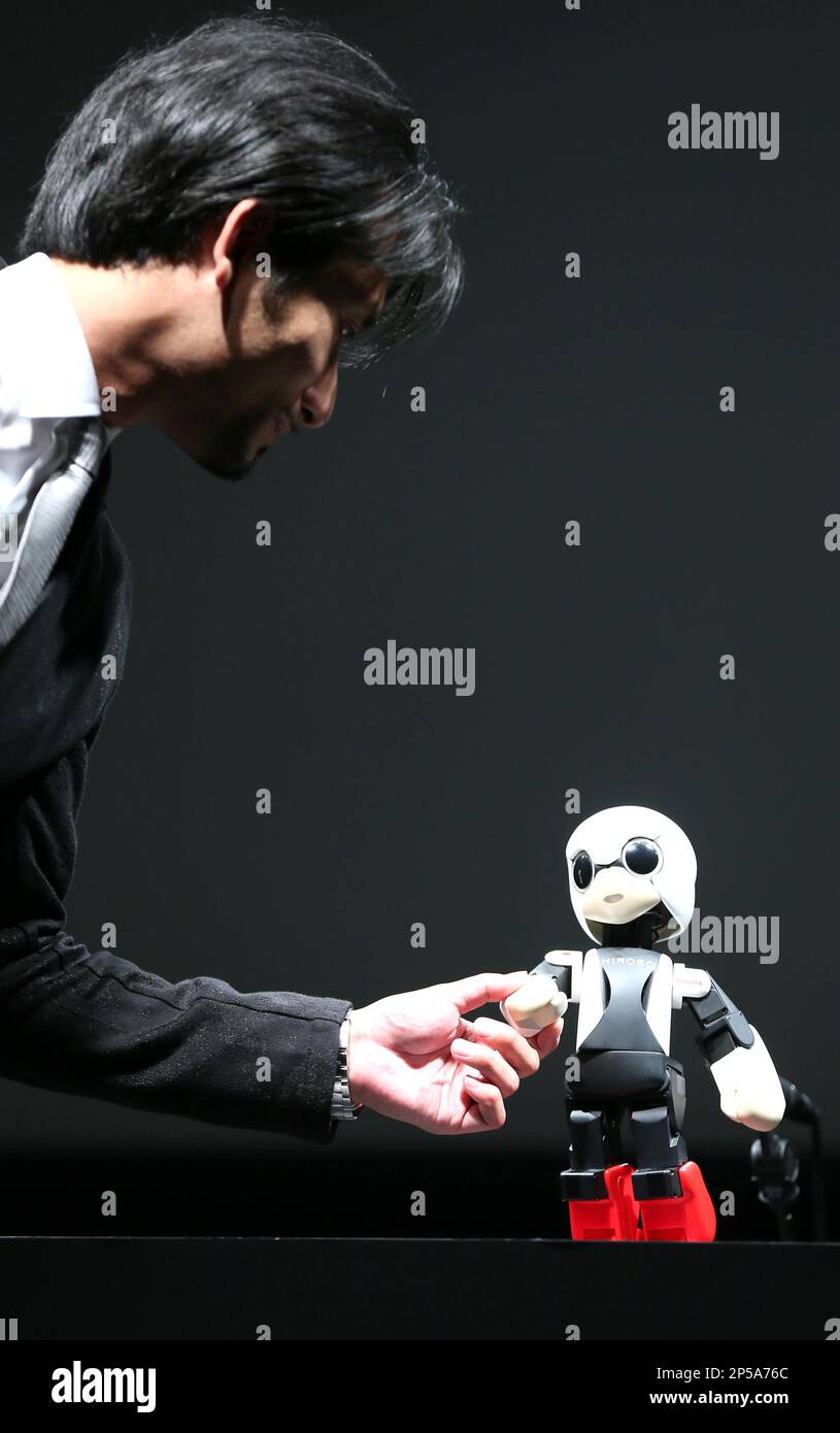 Robot astronaut " Kirobo,'' one of the humanoid communication robots is ...