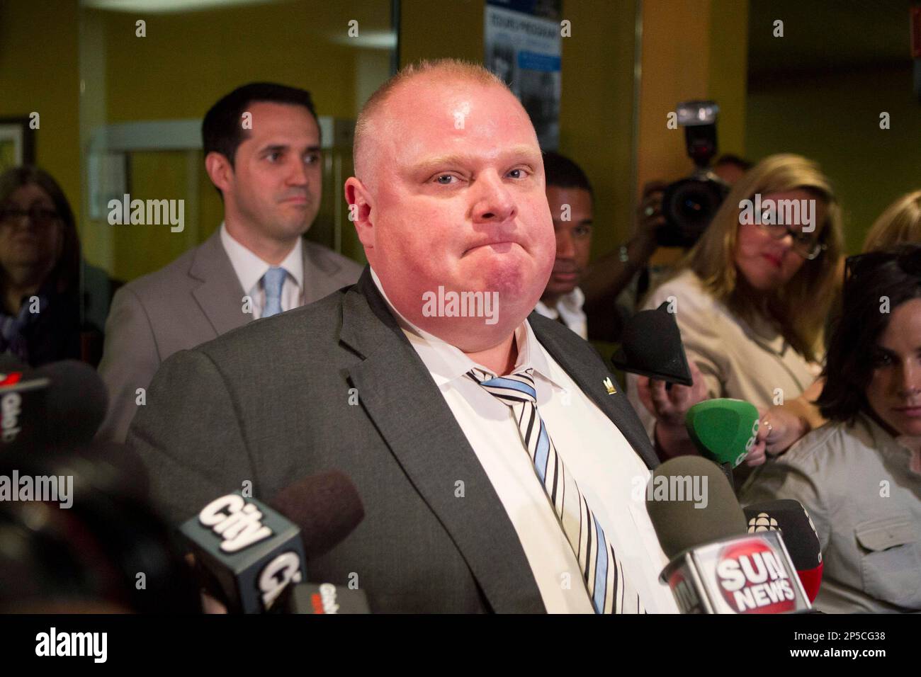 Toronto Mayor Rob Ford makes a statement to the media after the ...