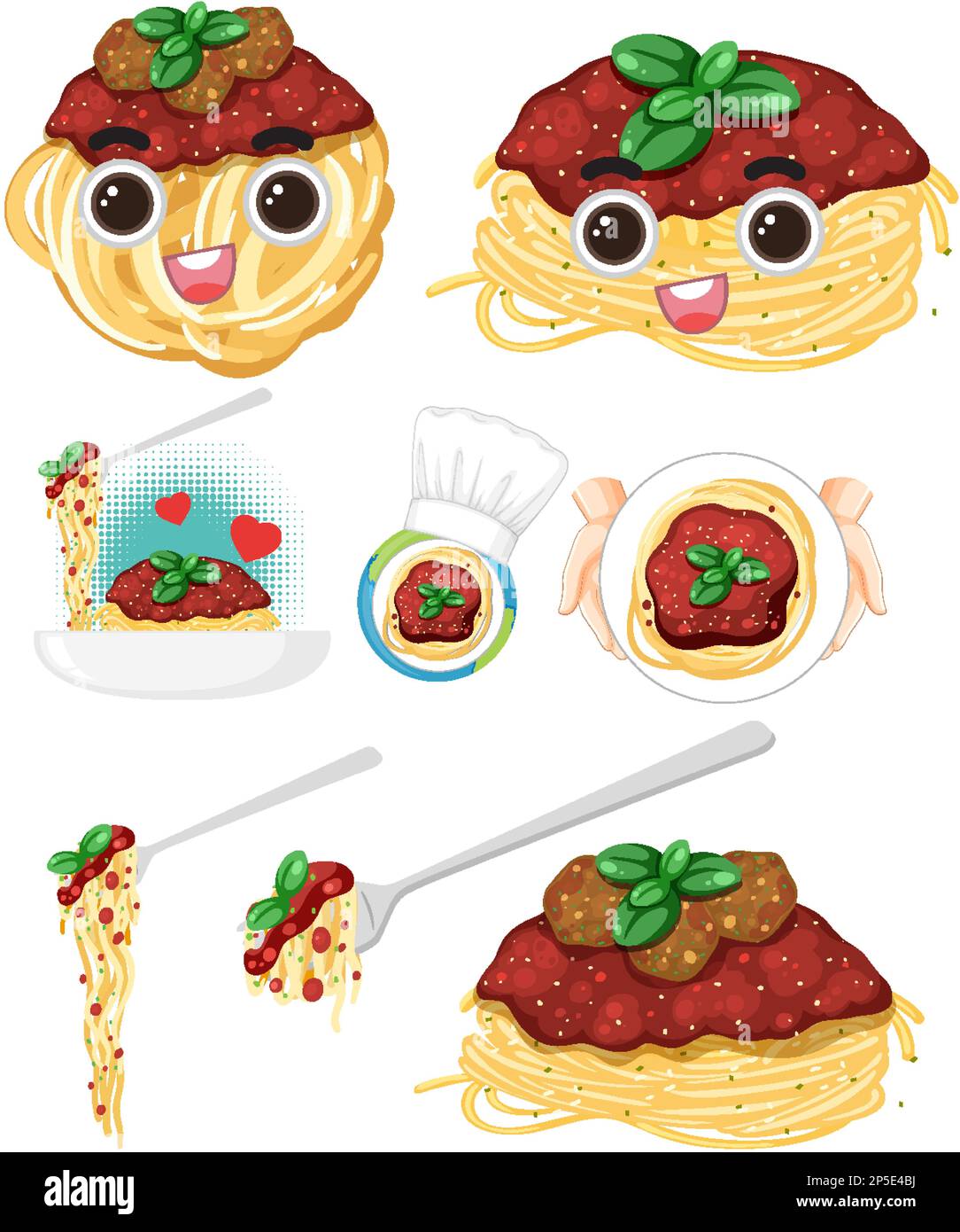 Cartoon spaghetti and meatballs Ausgeschnittene Stockfotos und -bilder ...