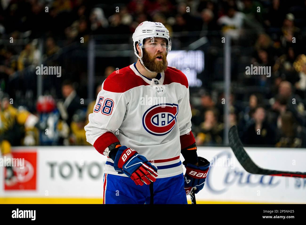 Montreal Canadiens defenseman David Savard (58) plays against the Vegas ...
