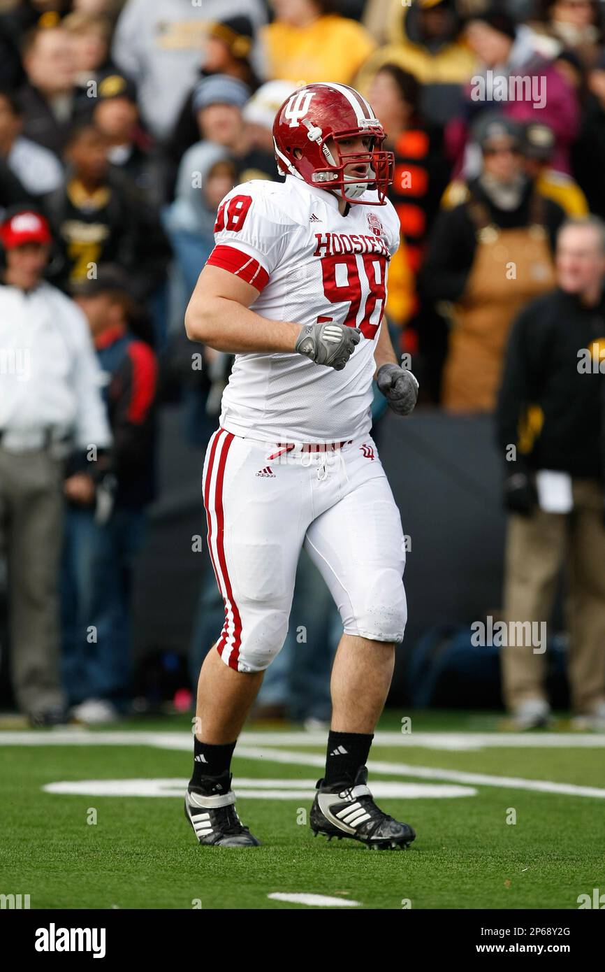 IOWA CITY, IA - OCTOBER 31: Defensive tackle Adam Replogle #98 of the ...