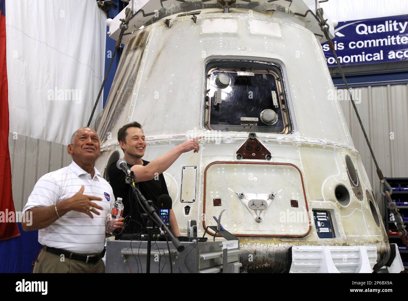 NASA Administrator Charles Bolden, left, and SpaceX CEO Elon Musk ...