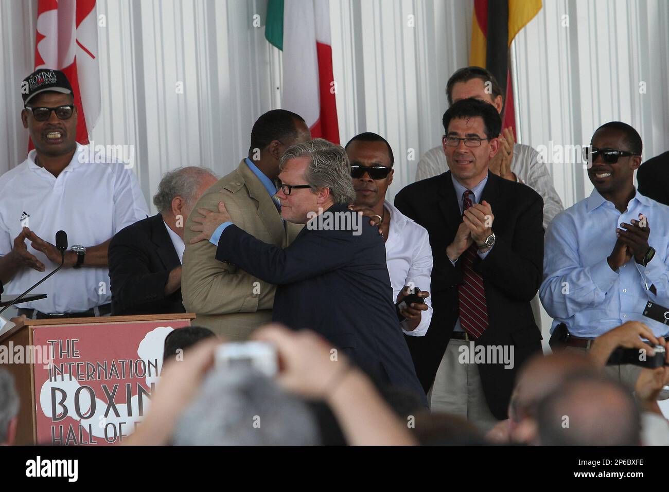 Inductee and boxer Thomas "Hitman" Hearns gives his induction speech ...