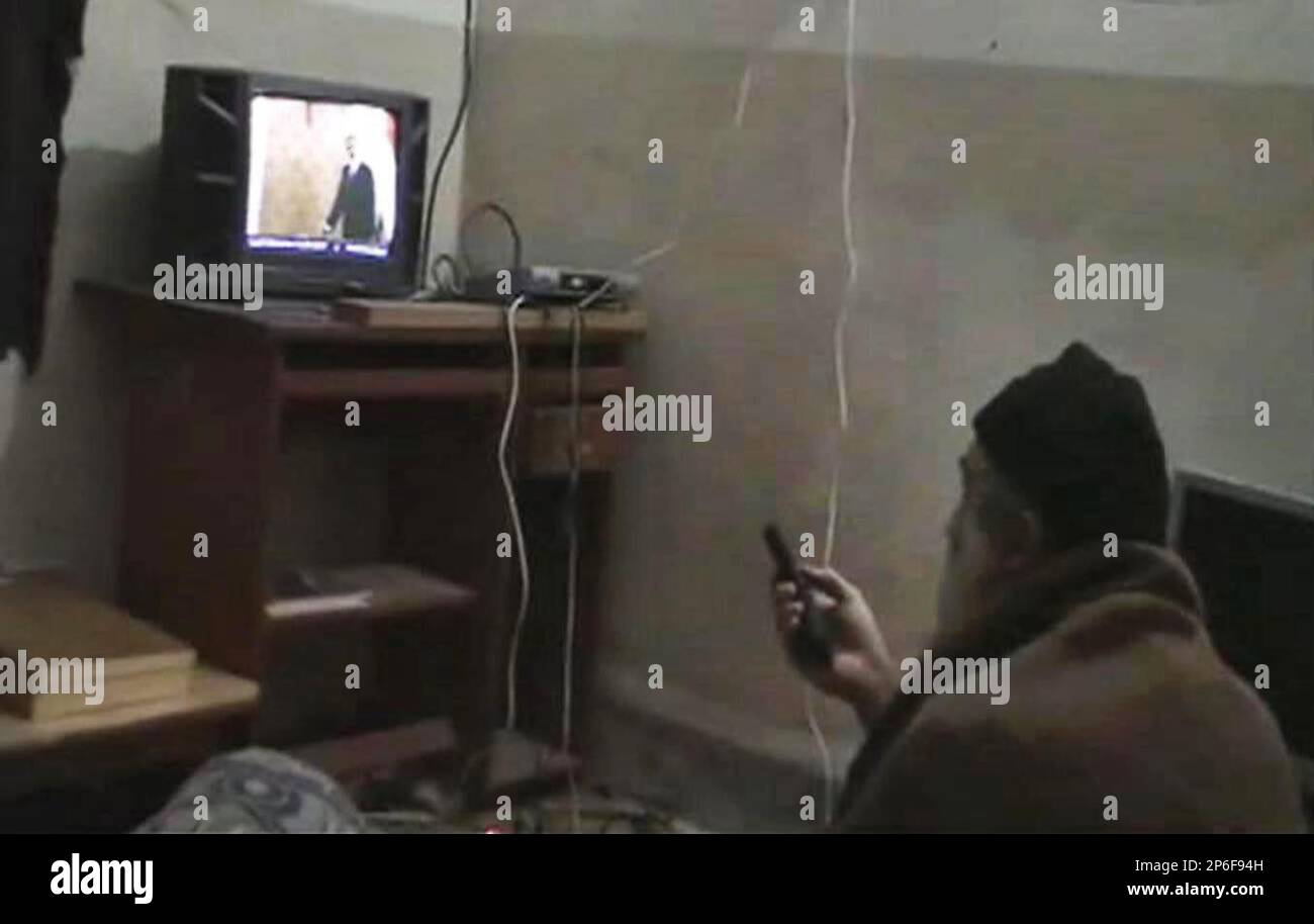 FILE - This undated image from video, seized from the walled compound ...