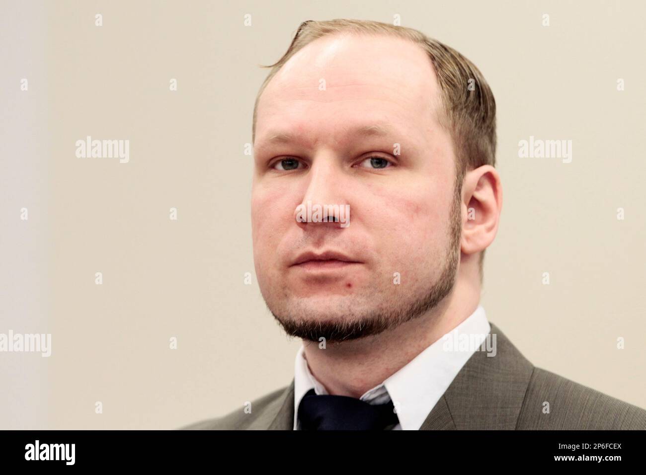 Anders Behring Breivik arrives in court in Oslo Friday April 27, 2012 ...