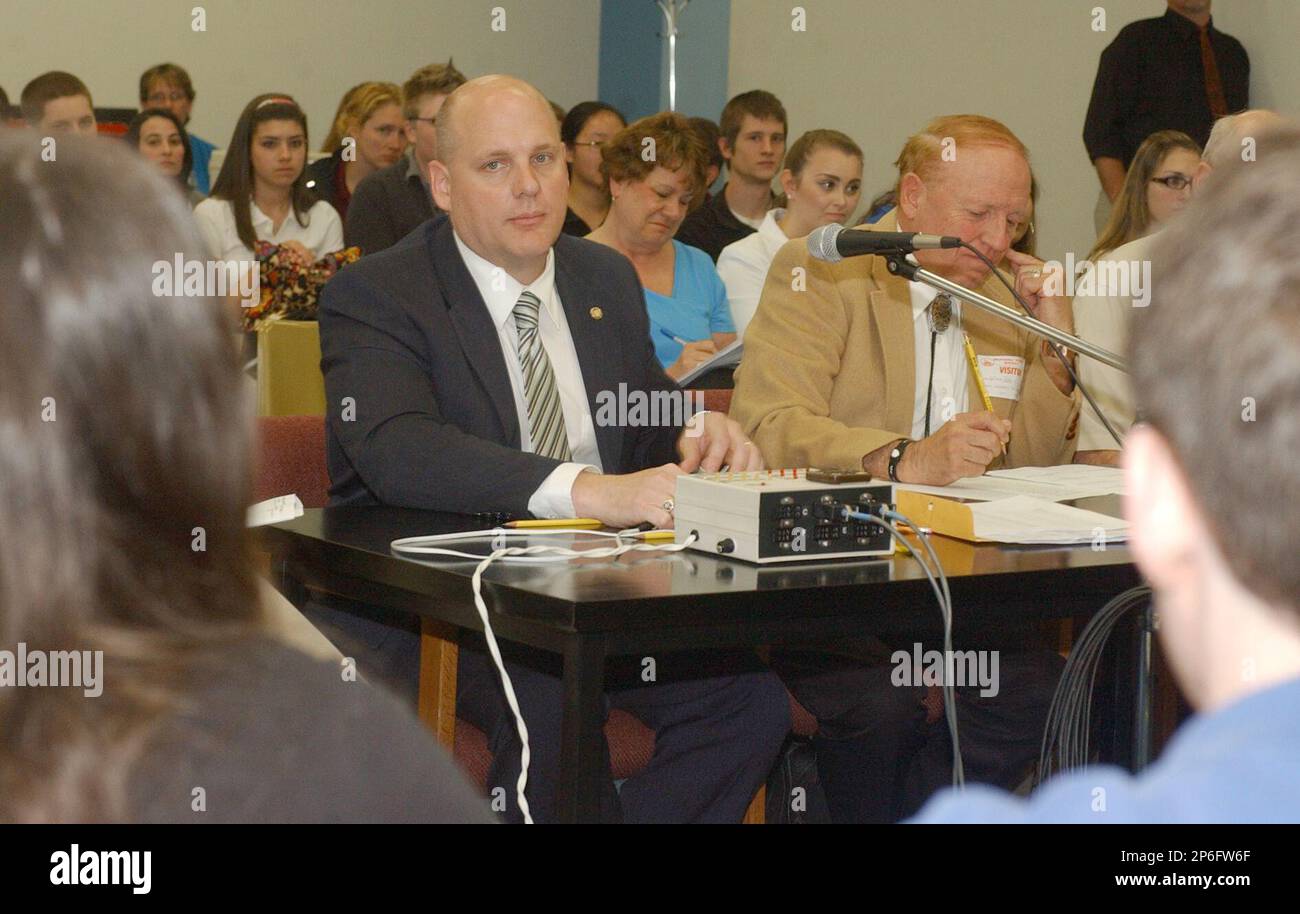 Pennsylvania State Rep. Doyle Heffley, R-122, seated at left, serves as ...