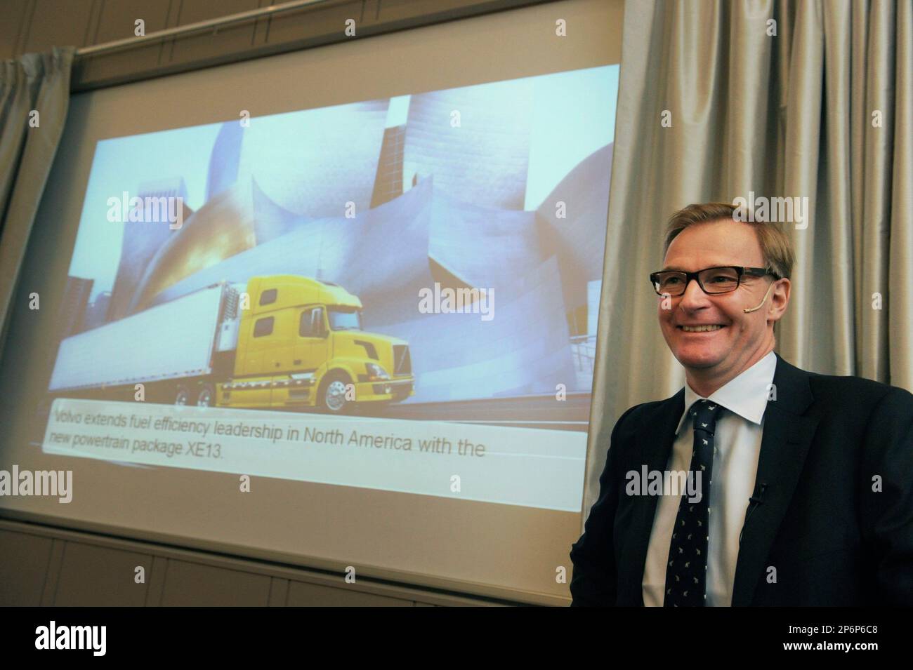 Truck maker Volvo AB's Chief Executive Officer, Olof Persson, presents ...