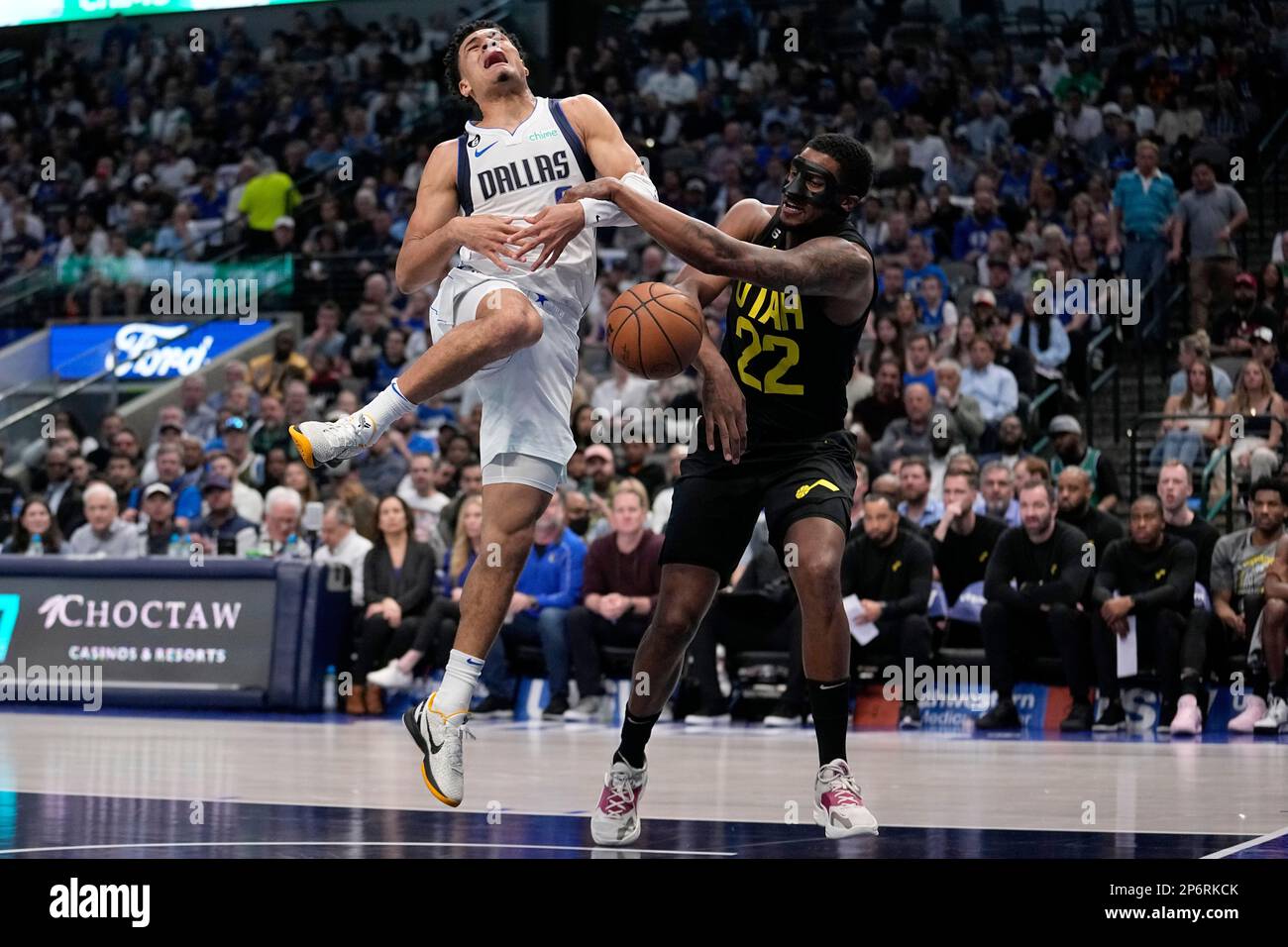Dallas Mavericks guard Josh Green (8) is stripped of the ball driving ...