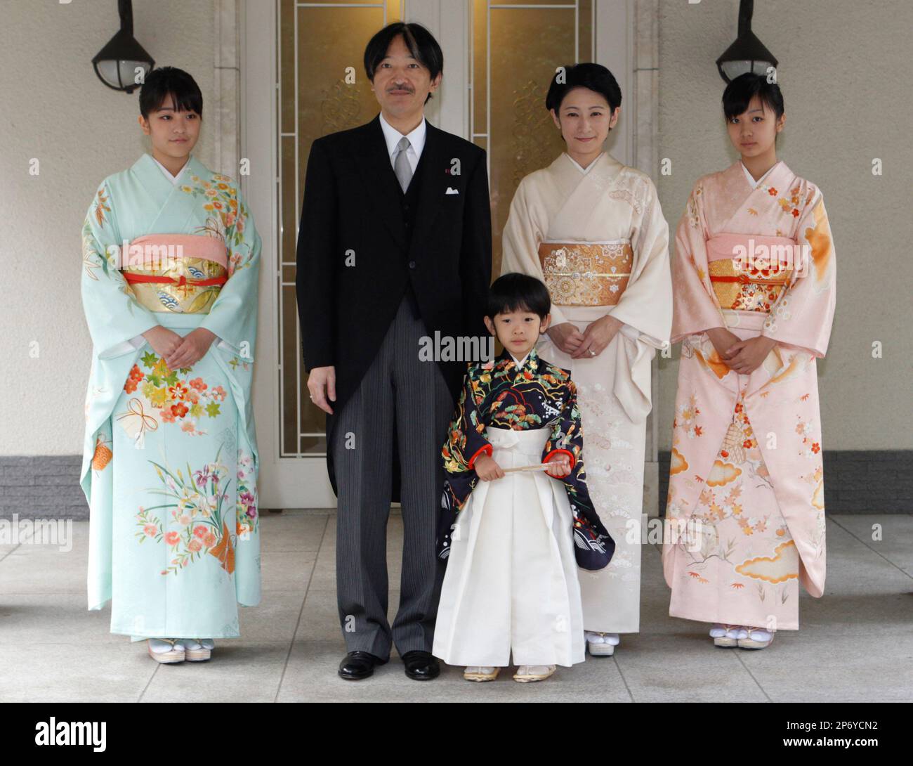 Japan's Prince Hisahito, wearing a traditional ceremonial attire, is ...