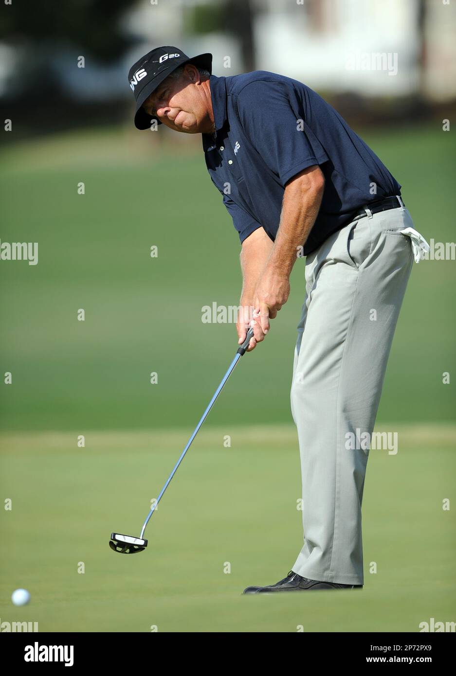August 28,2011: Kirk Triplett makes his final putt during final round ...