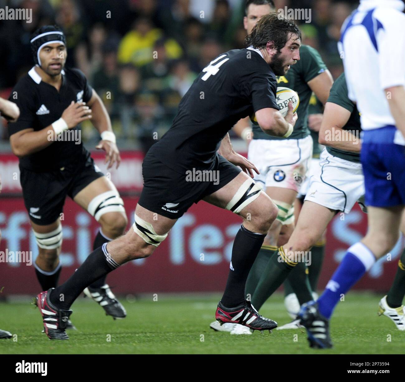 Samuel Whitelock of the All Blacks sprints during their Tri Nations ...
