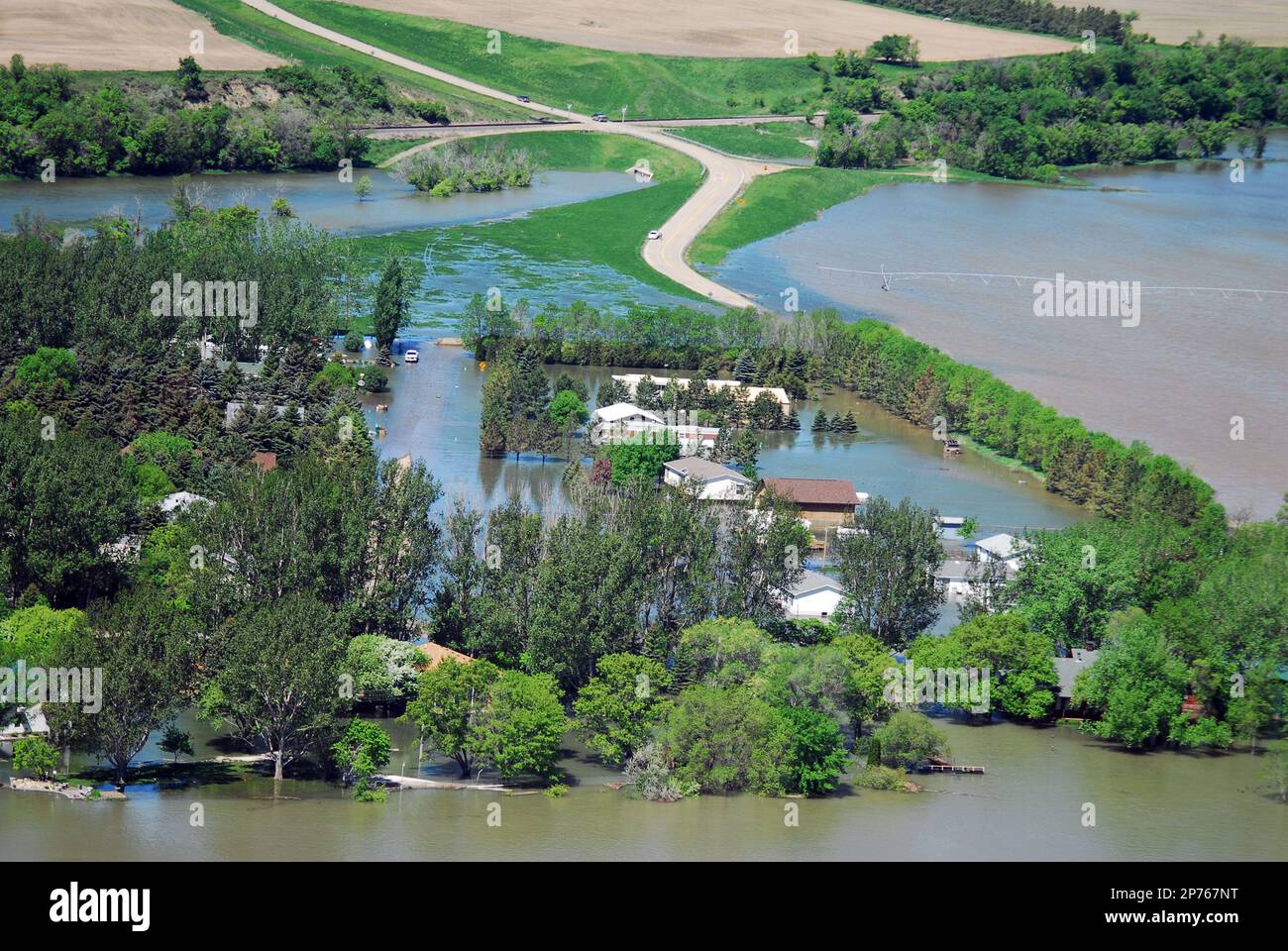 This aerial photo from a National Guard Black Hawk helicopter, shows ...