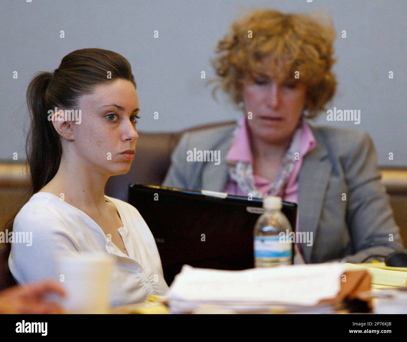 Casey Anthony, left, sits in the courtroom next to defense counsel ...