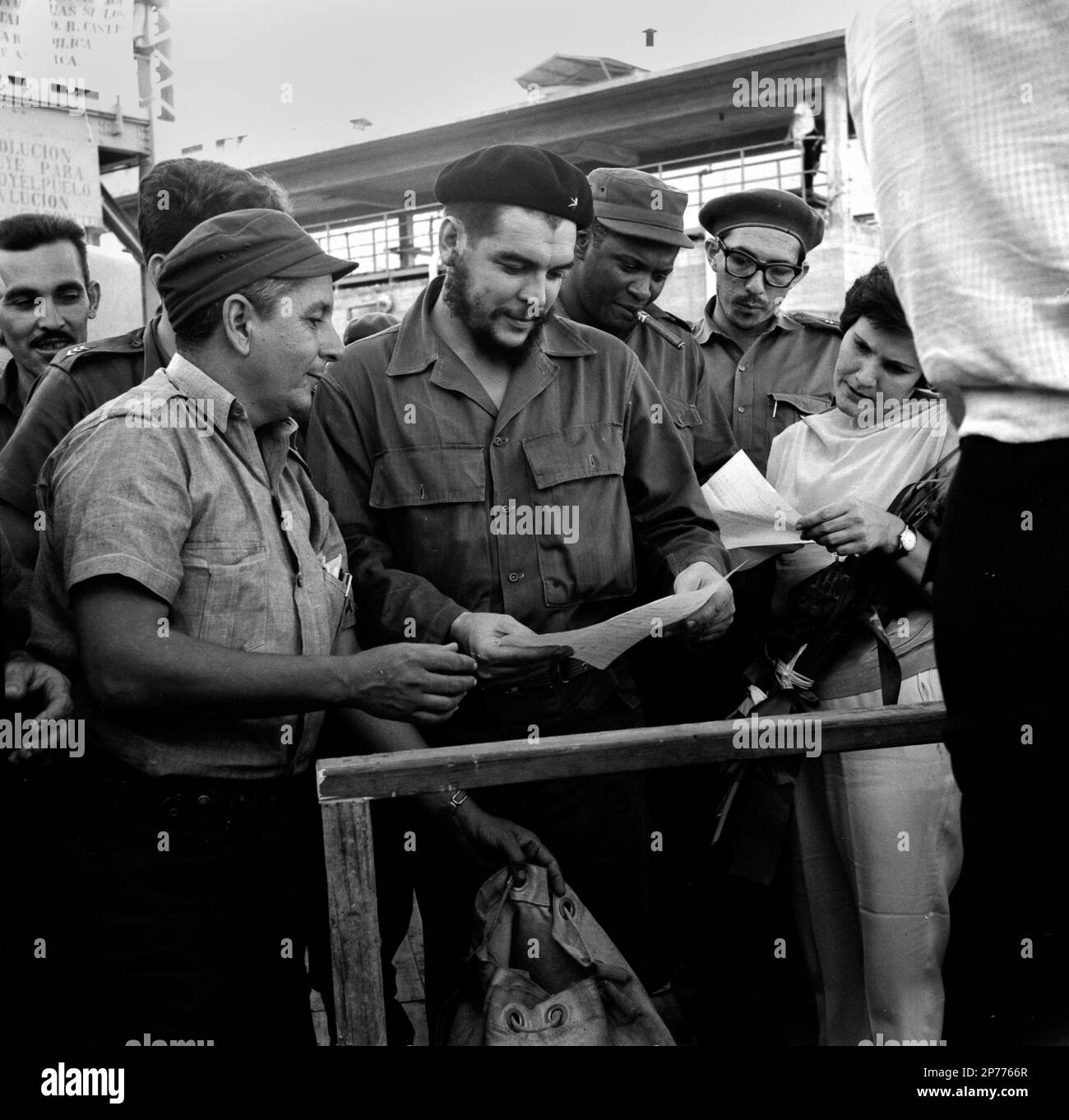 Cuban revolutionary hero Ernesto "Che" Guevara looks over a document at ...