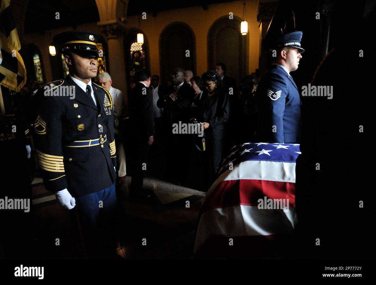 Honor guard members move the coffin of William Donald Schaefer, former ...