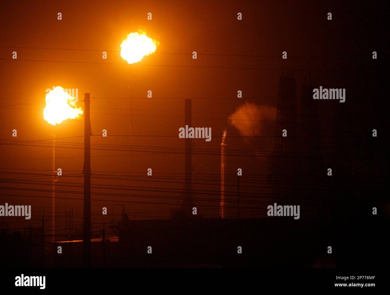 Flares burn after power was lost at BP's Texas City, Texas refinery ...