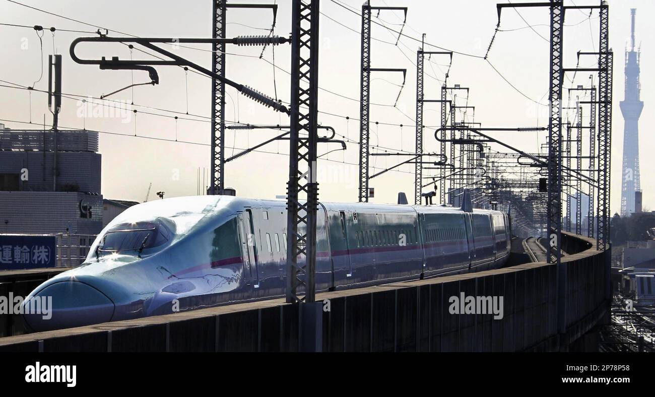 "Hayabusa'' a new shinkansen train makes its debuting operation on the ...