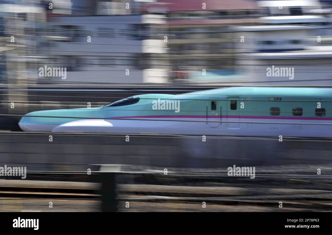 "Hayabusa'' a new shinkansen train makes its debuting operation on the ...