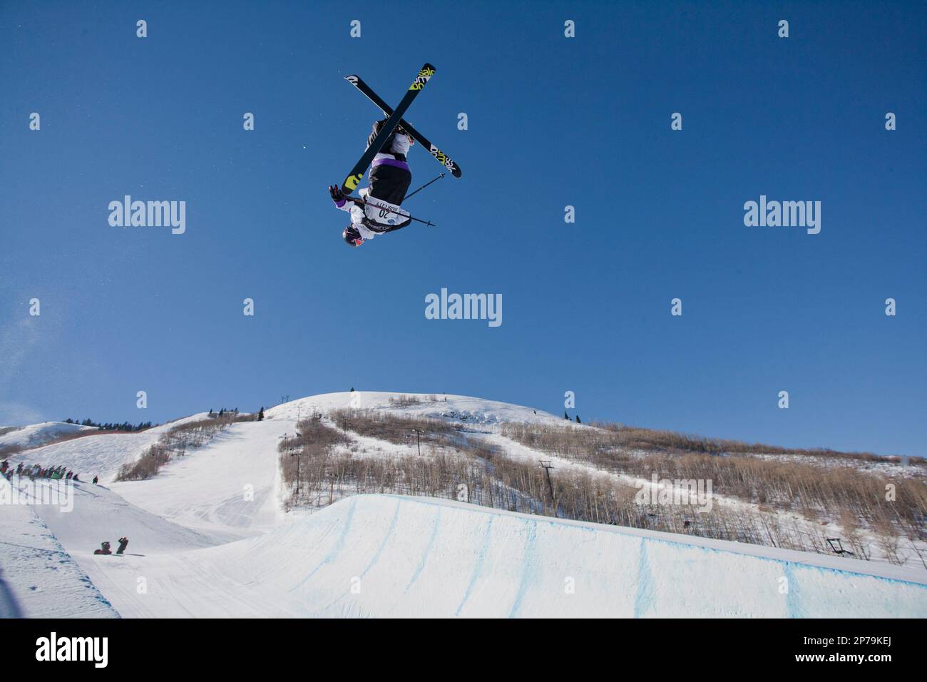 Halfpipe skier Simon Dumont of Bethel, Maine flies through the air with ...