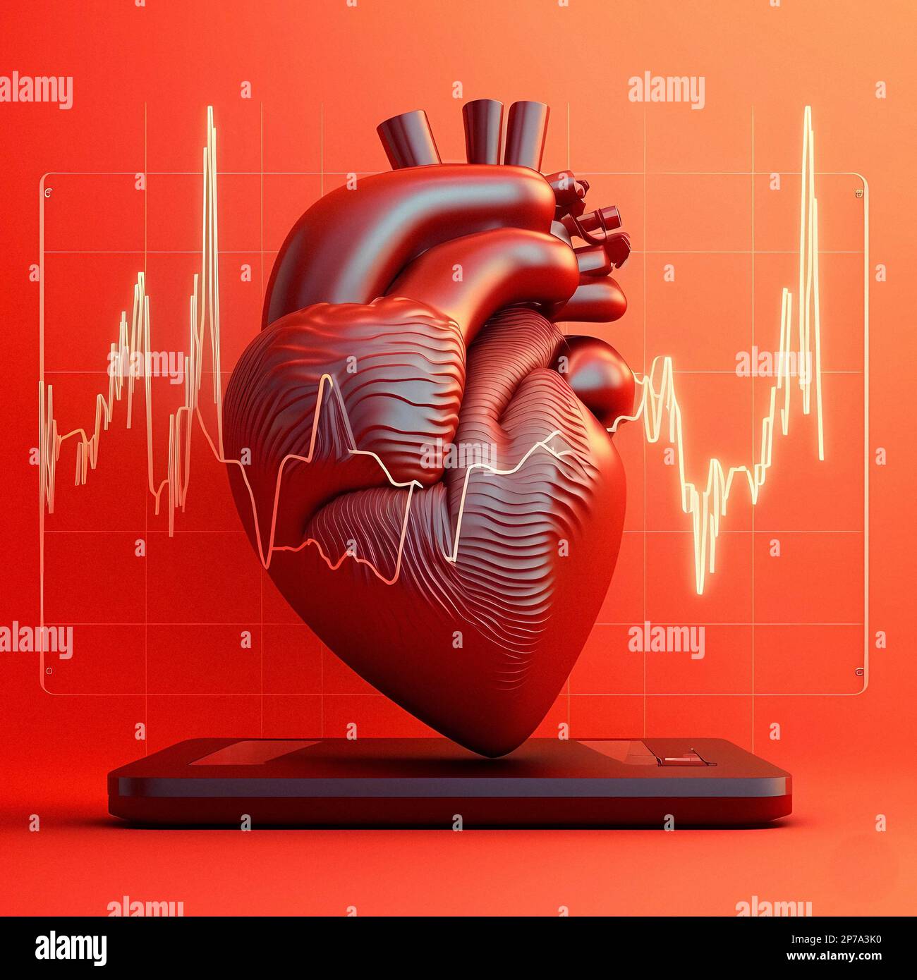 Herzchirurgie, menschliches Herz mit Zellen und Arterien, Herzinfarkt ... Herzchirurgie, menschliches Herz mit Zellen und Arterien, Herzinfarkt ...