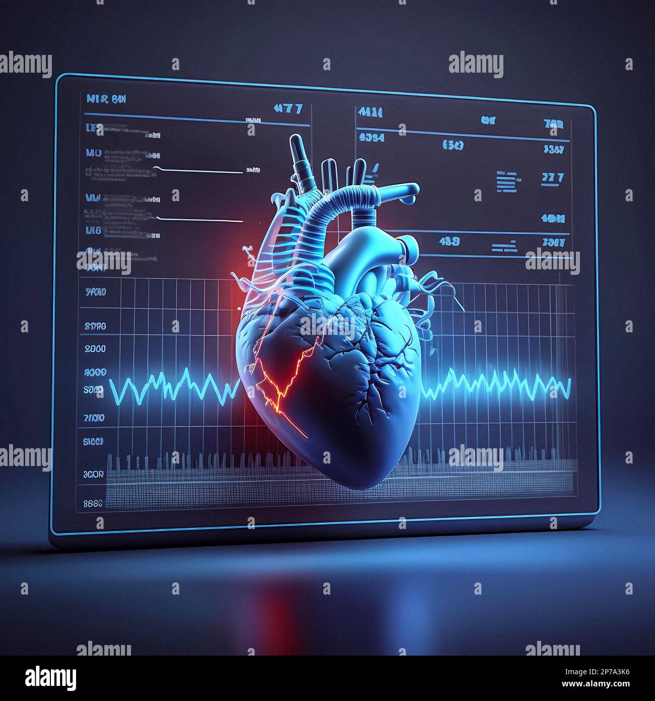 Herzchirurgie, menschliches Herz mit Zellen und Arterien, Herzinfarkt ... Herzchirurgie, menschliches Herz mit Zellen und Arterien, Herzinfarkt ...