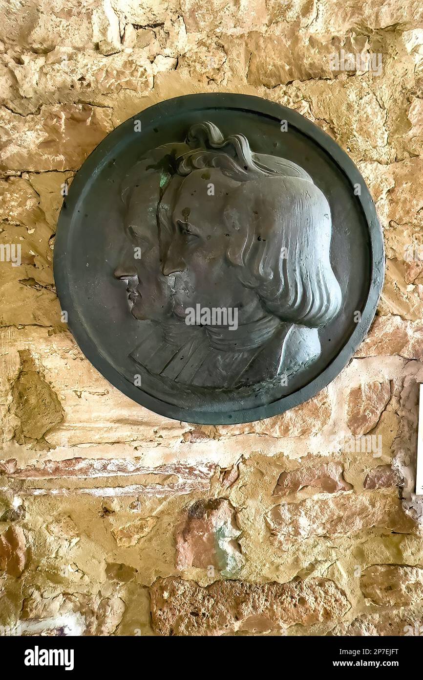 Gedenkplakette aus Bronze mit Köpfe im Profil von Gebrüder Gebr. Jakob ...
