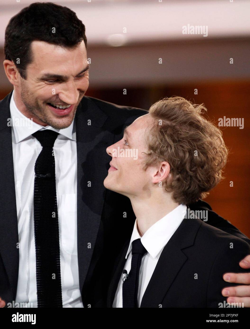 German actor Matthias Schweighoefer, right, and boxer Wladimir ...