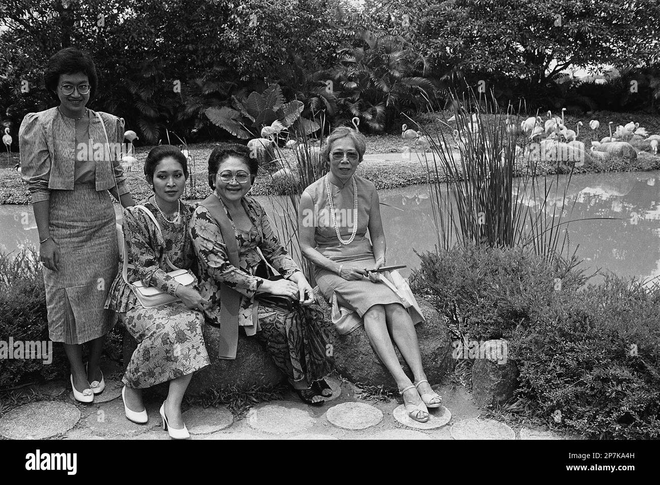 Mrs Tien Suharto (second from right), wife of the Indonesian President ...