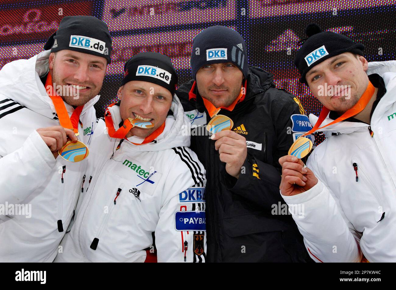 Team Germany 1 with pilot Andre Lange, Rene Hoppe, Kevin Kuske and ...