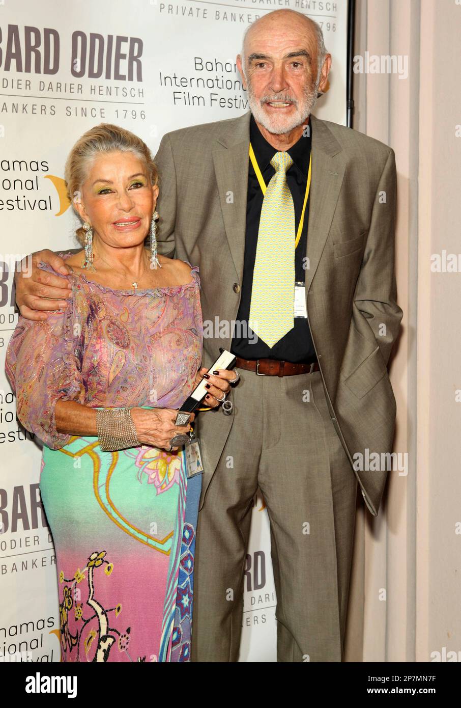 Scottish actor Sean Connery stands with his wife, artist Micheline ...