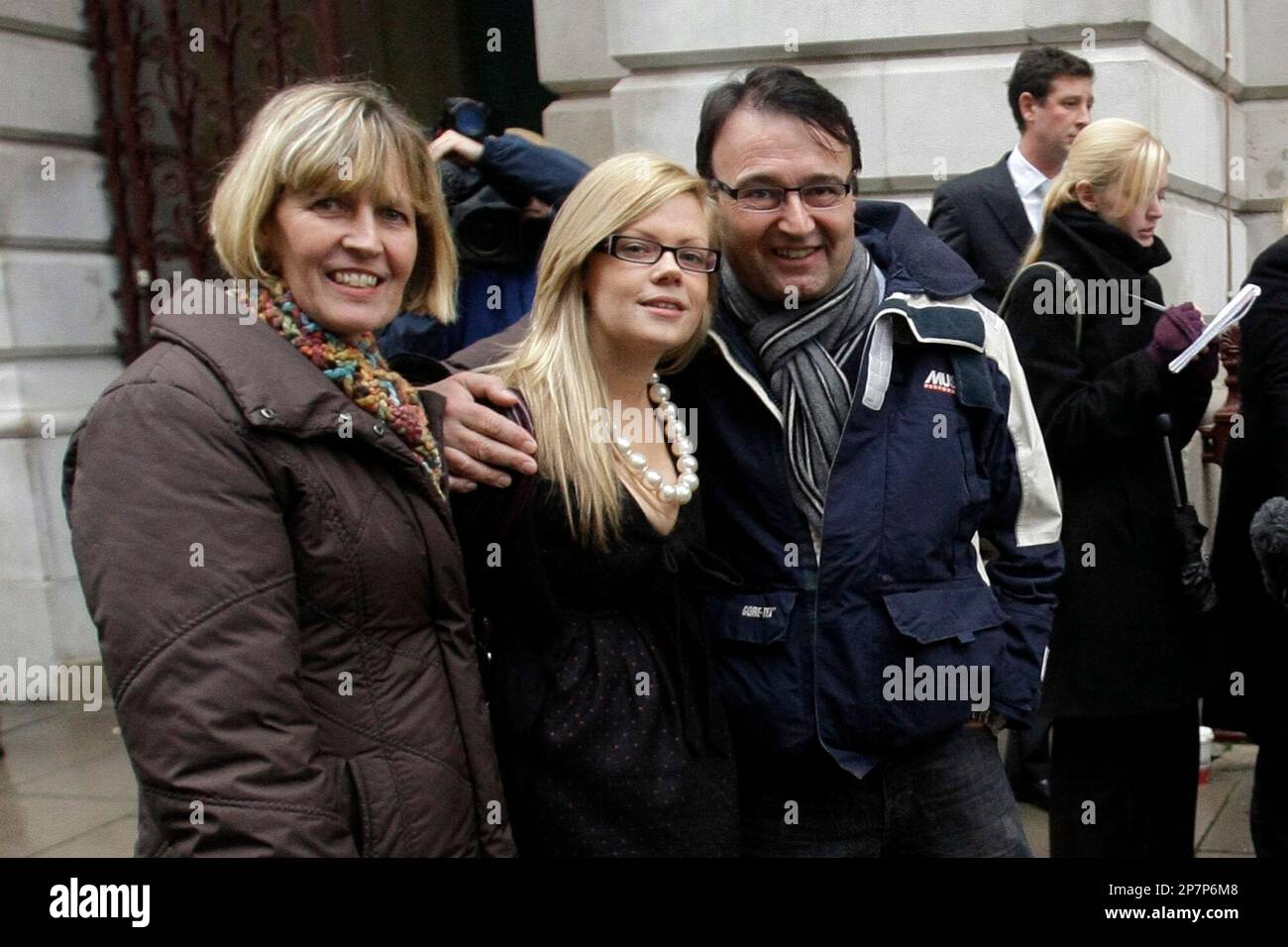 Family members of freed British yachtsman Luke Porter, from left ...